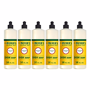 MRS. MEYER'S CLEAN DAY Liquid Dish Soap, Cruelty Free Formula, Honeysuckle Scent, 16 oz- Pack of 6