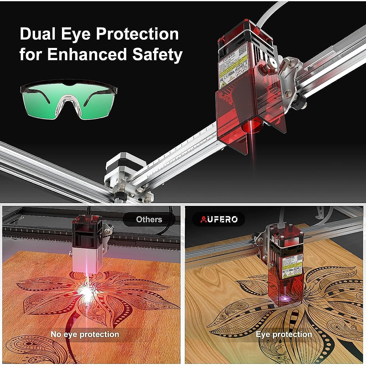 Aufero Laser Engraver, 2 W Diode Laser Engraver Machine, Laser Engraving Machine for Wood/Leather, 15.7x15.7inch Engraving Area, Beginner-Friendly Laser Wood Engraver 2100mW