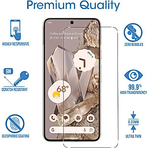 amFilm 3+1 Pack for Google Pixel 8 Pro Screen Protector 6.7" Tempered Glass, Ultrasonic Fingerprint Compatible, with Easy Installation Frame, Anti Scratch, Bubbles-Free, Case Friendly