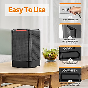 Space Heater, Portable Oscillating Heaters for Indoor Use, 3 Adjustable Heating Mode with Tip-over & Overheating Protection for Office Desk
