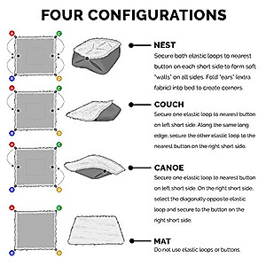 Furhaven Self-Warming Cat Bed for Indoor Cats, 4-Beds-in-1 & Washable - Plush Long Faux Fur Convertible Cuddler - Gray, Large, 35.5"L x 30.0"W x 0.5"Th