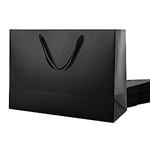 MALICPLUS 12 Extra Large Gift Bags 16x6x12 Inches, Matte Black Large Gift Bags with Handles for All Occasions Grain Texture Finish