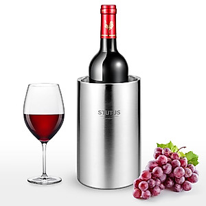 Wine Chiller Bucket, STUTUS Stainless Steel Double Wall White Wine Bottle Cooler Bucket, Insulated Champagne Beer Ice Bucket