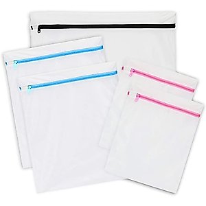 Mesh Laundry Bags 1 Extra Large, 2 Large & 2 Medium Bags , 5 Pcs Set For Delicates, Bra, Lingerie, Underwear, Hosiery, Baby Laundry, Clothing Washing, Travel Laundry Bag, White