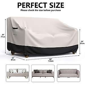 Niminex Outdoor Couch Cover Waterproof- 600D Heavy Duty 2 - Seater Outdoor Sofa Cover, Double-Stitched,Windproof And Tear-Resistant Patio Furniture Covers, Outdoor Furniture Cover 60x34x30 Inch