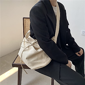 Canvas Tote Aesthetic Tote Bag Canvas Hobo Bag Women's Tote Canvas Women's Canvas Purse (White)
