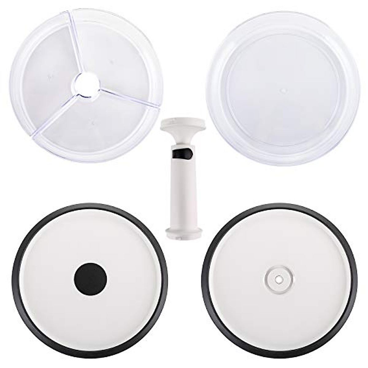 Yesland 2-Tier Lazy Susan Turntable with Large Bin and 3 Dividers, 11.25'' Height Adjustable Cabinet and Spice Rack Organizer with Removable Clear Storage Bins for Kitchen Pantry Snack Fruit Makeup