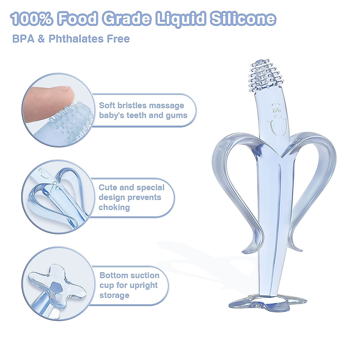 Silicone Baby Teether and Toothbrush - Set of 3 - Silicone Infant Training Finger Toothbrushes with Storage Case