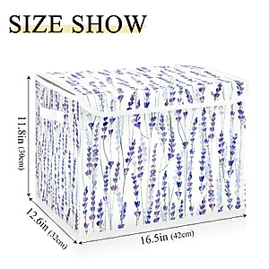 xigua Lavender Storage Bin with Lids Larger Collapsible Decorative Cube Storage Bins with Handles Divider for Bedroom Closet Living Room