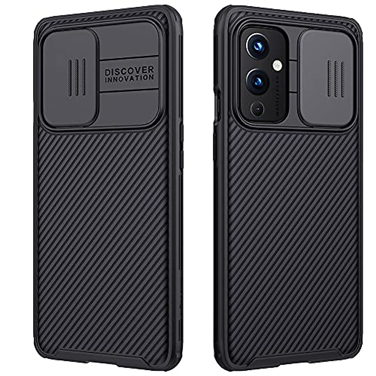 Mangix OnePlus 9 Case with Camera Cover,OnePlus 9 Slim Fit Thin Polycarbonate Protective Shockproof Cover with Slide Camera Cover, Upgraded Case for OnePlus 9 (Black)