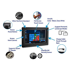 TABcare Anti-Theft Acrylic VESA Enclosure for Galaxy TAB A8 10.5" with Free Wall Mount Kit & 90-Degree Angle USB C Charge Cable (TAB A8 10.5, Black)