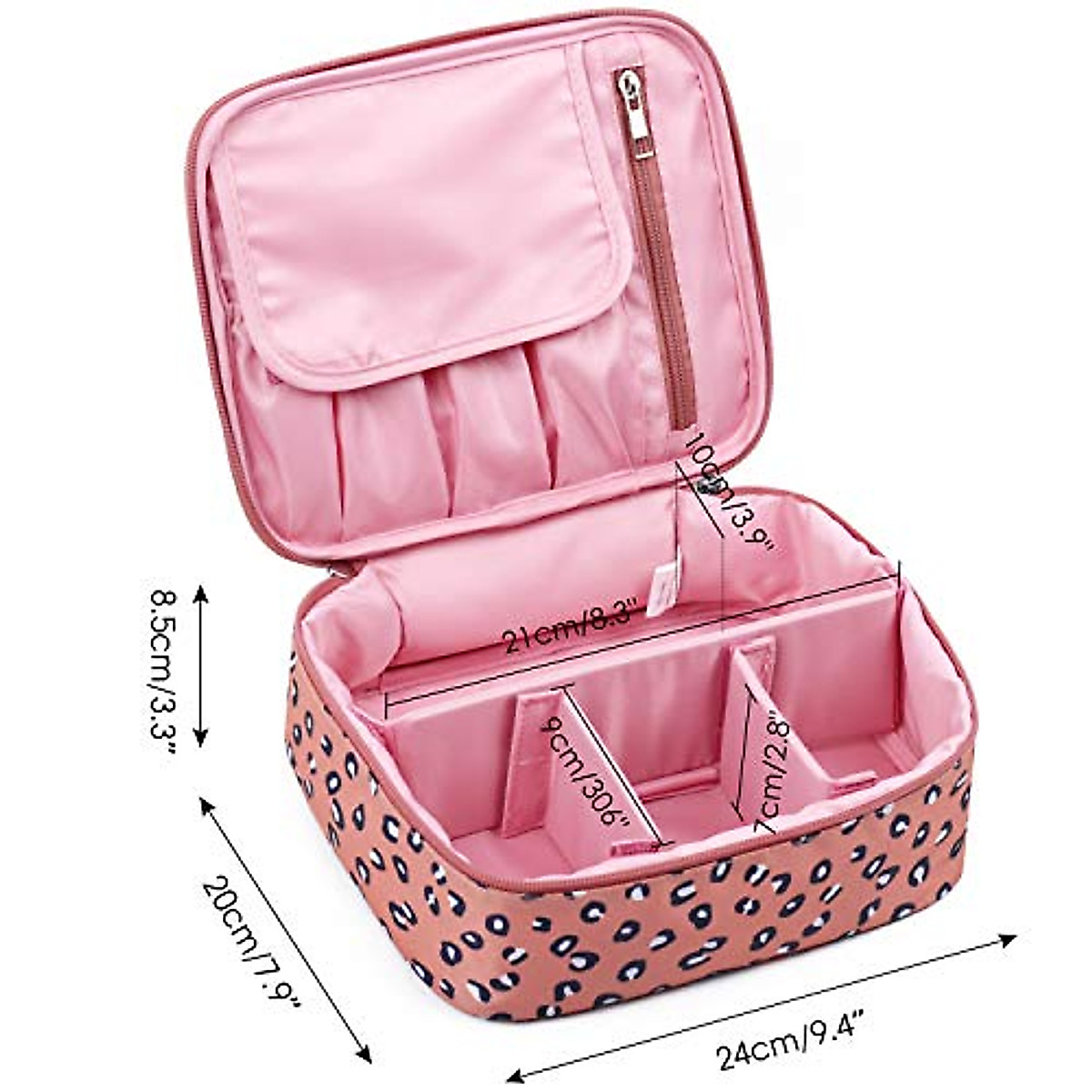 Narwey Travel Makeup Bag Large Cosmetic Bag Makeup Case Organizer for Women (Leopard)