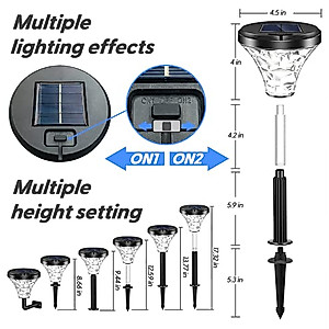 Pathway Solar Outdoor Lights Waterproof: Bright Color Changing Garden Path Light Stake 6 Pack, Outside Landscape Wall Fence Lighting for Yard Lawn Patio Walkway Driveway Sidewalk