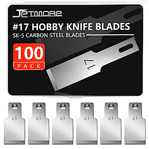 Jetmore 100 Pack Hobby Blades Set #17 Craft Knife Blades Refill Hobby Knife Replacement Blades with Storage Box for Art and Craft Scrapbooking Supplies Cutting Caving