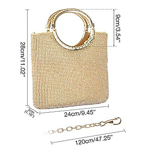 KISSCHIC Women's Handbag Rhinestone Evening Bags Wedding Clutches Purses (Gold)