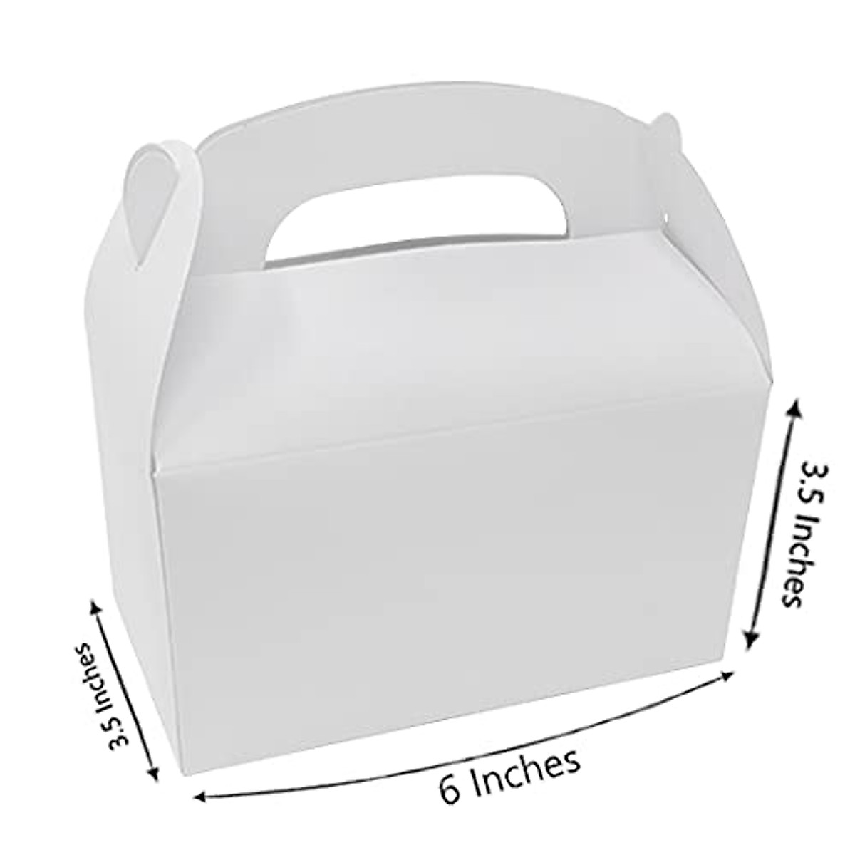 48 Pack Treat Boxes with Handles - Blank White Boxes for DIY Arts & Crafts - Gable Boxes for Kids' Birthday Party, Wedding and Baby Shower - Party Favor Boxes for Goodies, Snacks, Cupcake and Gifts