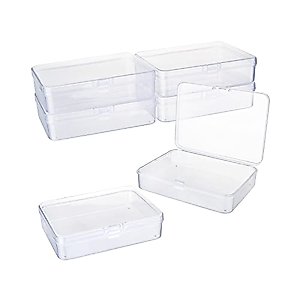 Ganydet 6 Packs Small Plastic Box, Rectangular Plastic Boxes with Lid, Small Plastic Storage Boxes, Clear Small Plastic Containers for Bead, Craft and Jewelry, 4.4'' × 3.2'' × 1.1''