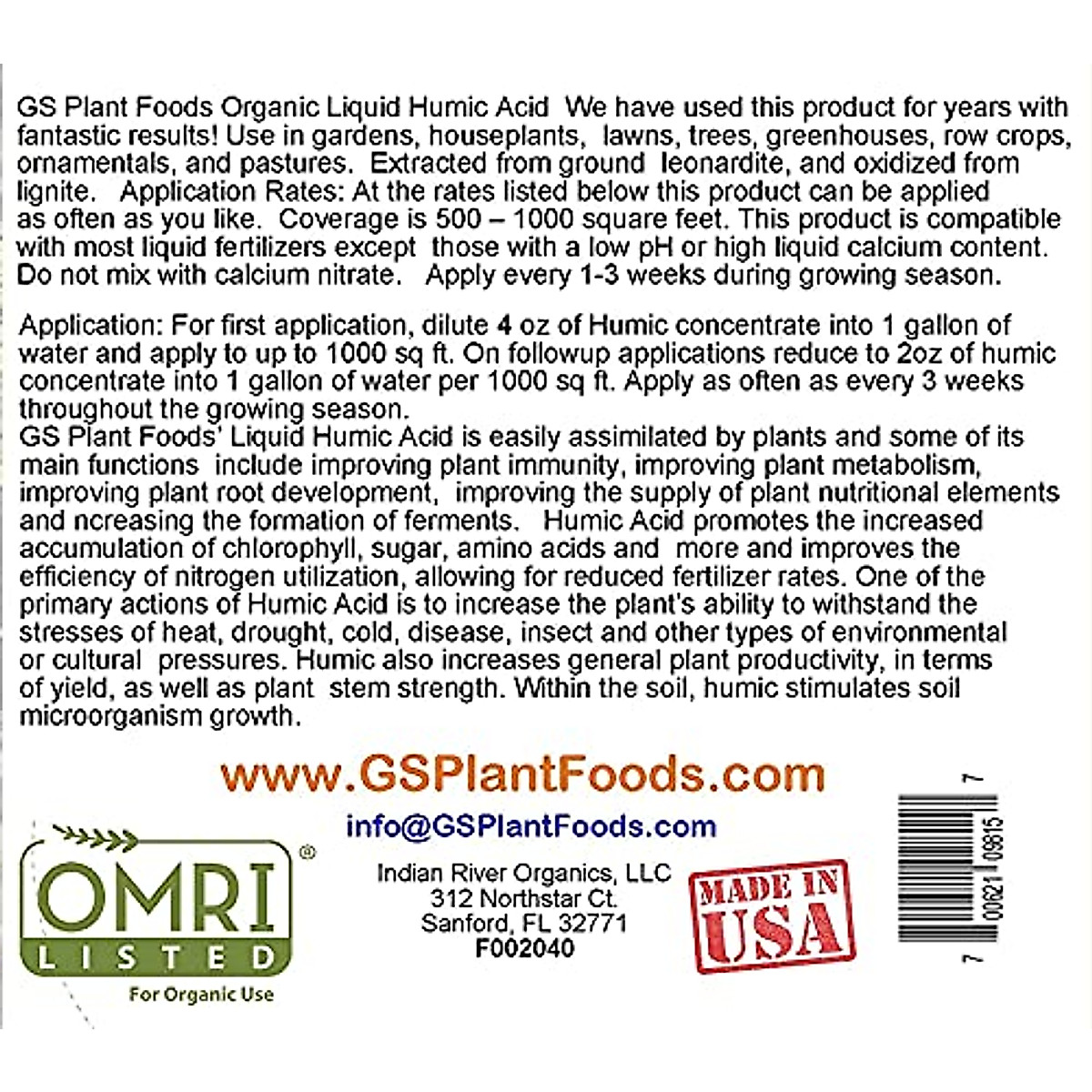 Organic Liquid Humic Acid with Fulvic Increased Nutrient Uptake for Turf, Garden and Soil Conditioning 1 Gallon Concentrate (Packaging May Vary)