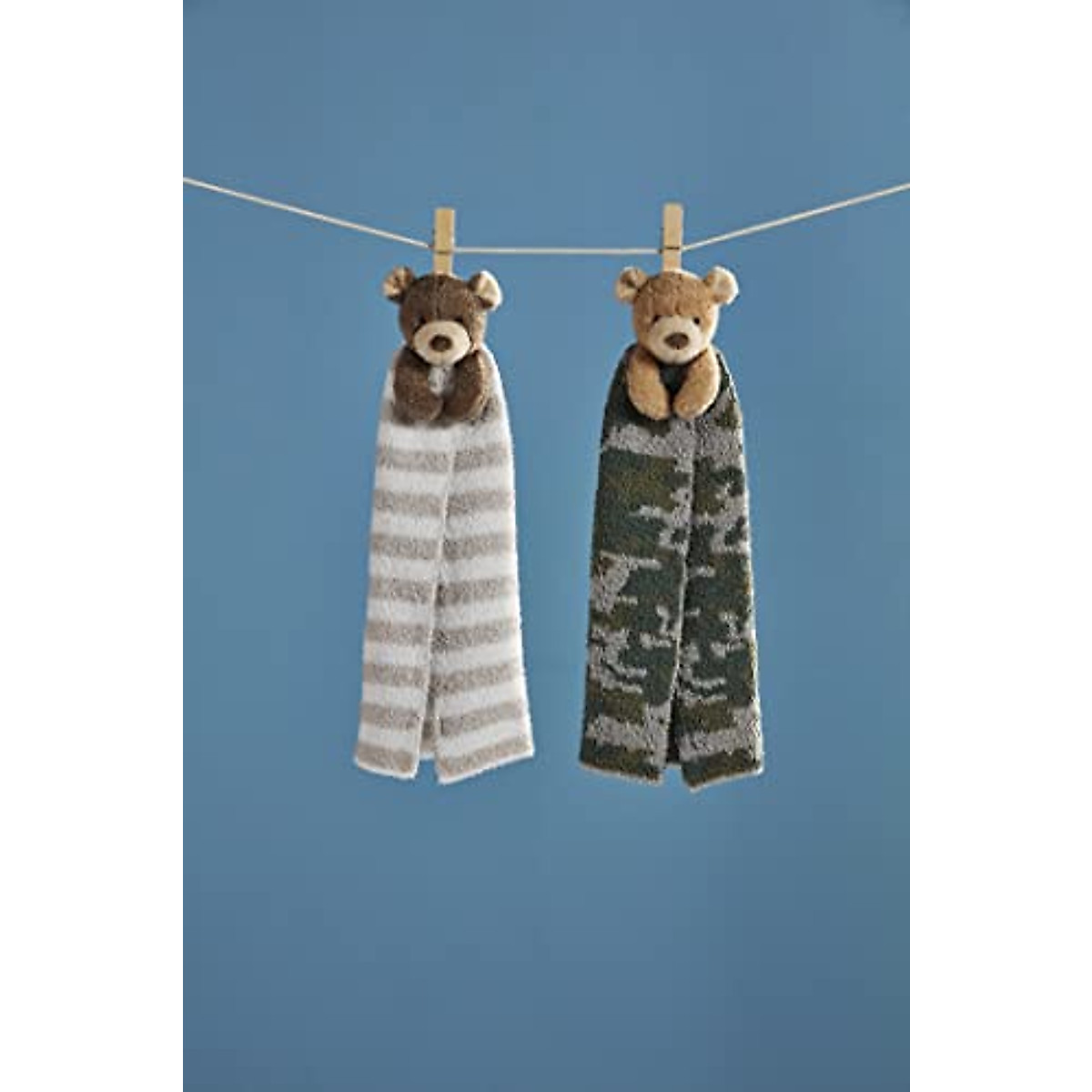 Mud Pie Children's Bear Lovey Blanket, Stripe 21" x 16"