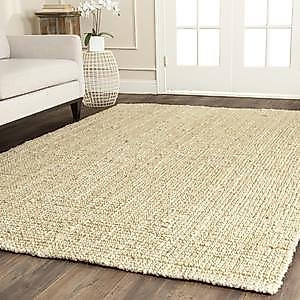 SAFAVIEH Natural Fiber Collection Area Rug - 8' x 10', Ivory, Handmade Farmhouse Jute, Ideal for High Traffic Areas in Living Room, Bedroom (NF730A)