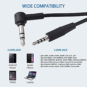 Koffmon 2.5mm to 3.5mm AUX Cable Audio Cord Compatible with Synchros E40BT E50BT J56BT E45BT E55BT E65BTNC ELITE750NC DuetBT DuetNC LIVE400BT LIVE500BT TUNE600BTNC LIVE650BTNC S400BT Headphones