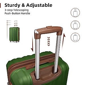 LARVENDER Luggage Sets 6 Piece, Expandable Hardside Suitcase Set Carry on Luggage with Spinner Wheels, Lightweight Travel Luggage Set with TSA Locks for Men and Women, Green