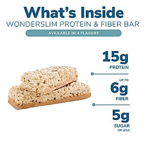 WonderSlim Protein & Fiber Bar, Salted Toffee Pretzel, 15g Protein, 7g Fiber, Gluten Free (7ct)