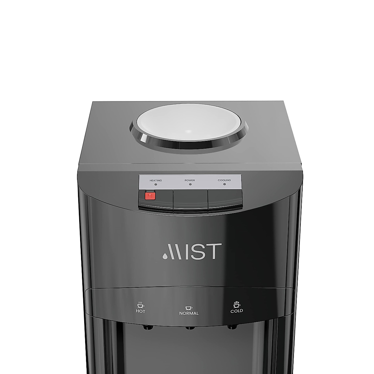 Mist Top Loading Water Cooler Dispenser, Hot, Cold & Room Temperature Water, Child Safety Lock, Holds 3 or 5 Gallon Bottles, Perfect for Home and Office Use Energy Star Approved - Black