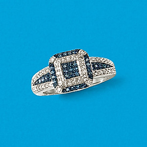 Ross-Simons 0.49 ct. t.w. Blue and White Diamond Ring in Sterling Silver. Size 7