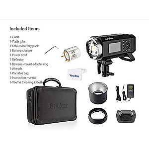 Godox Flash Strobe AD400 Pro AD400Pro All-in-One Outdoor Studio Monolight 400W Photographic Lighting for Canon Sony Nikon Fuji Olympus Panasonic Camera TTL 2.4G HSS GN72-30W LED Modeling Lamp