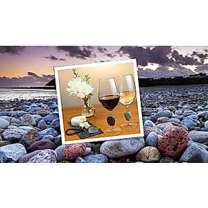 Sea Stones “Touchstone” Universal Wine Glass Set of 2-18oz Thin Rim, Long Stem Summer Glassware - Artisan River and Ocean Stone - Perfect for Birthday, Wedding and Anniversary or New House