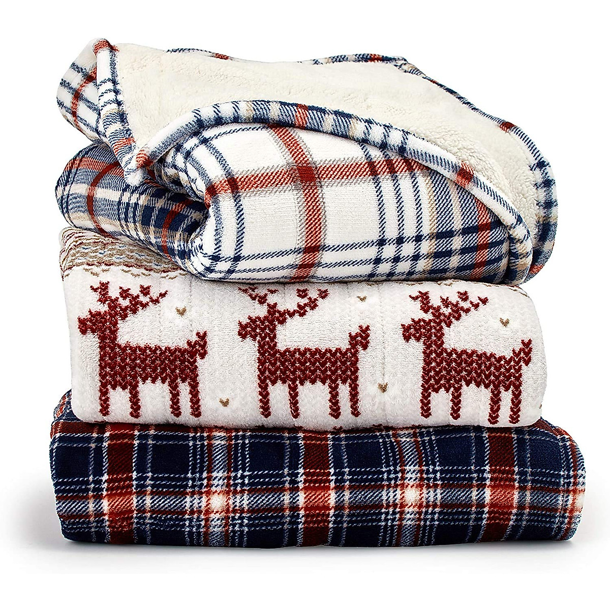 Eddie Bauer | Smart Heated Electric Throw Blanket - Reversible Sherpa - Wi-Fi Enabled - Compatible with Alexa, Google, iOS, Android - Plaid Blue