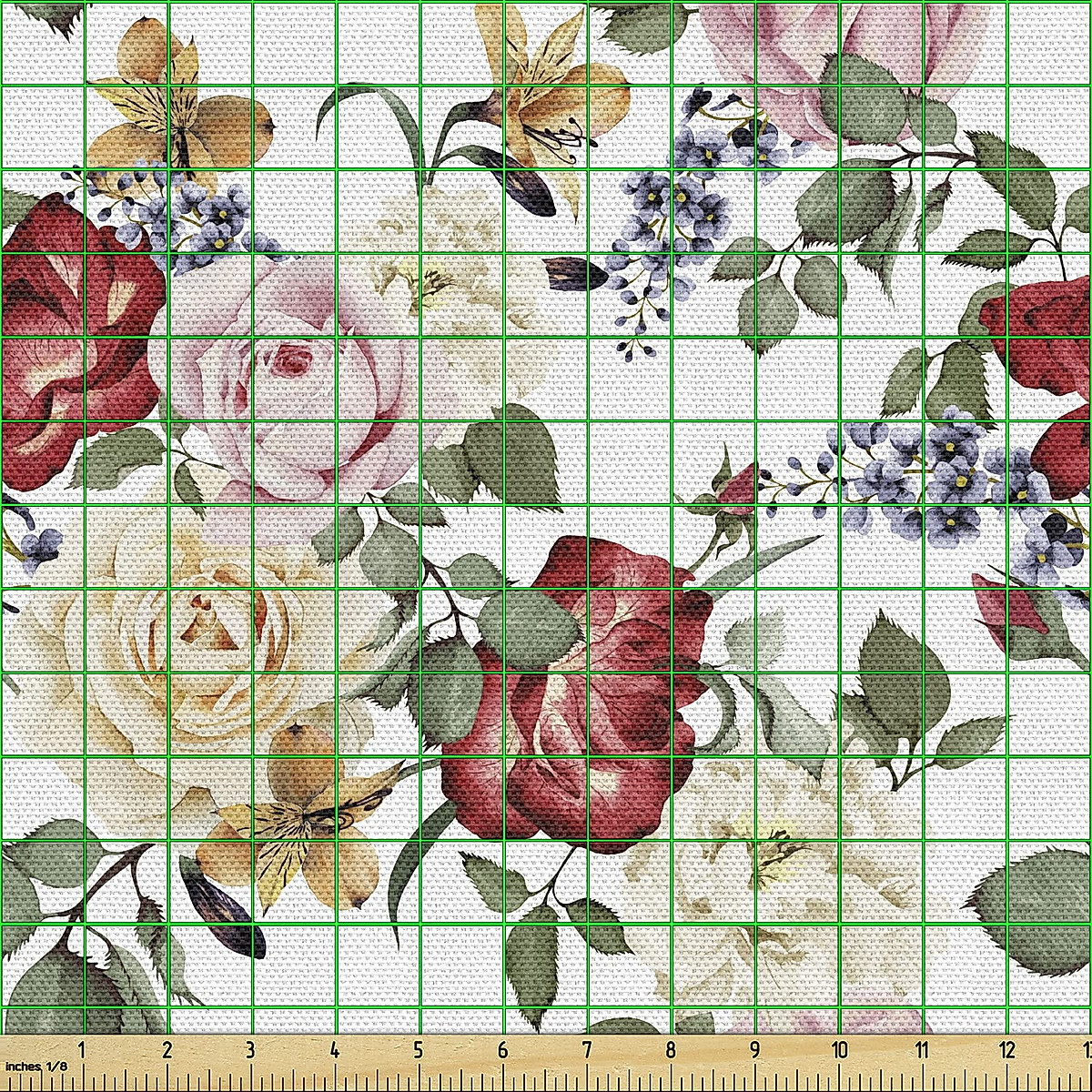 Ambesonne Shabby Flora Fabric by The Yard Summer Spring Season Buds Roses Lilacs Flowers Leaves Print Decorative Water Resistant Material for DIY Outdoor and Indoor Furnishing Hobby 1 Yard Pink Cream