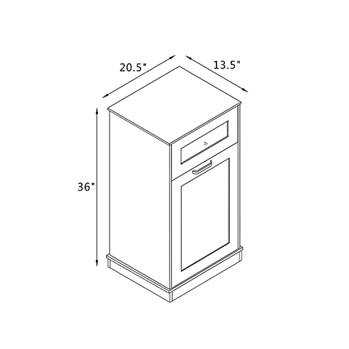 Goodyo Tilt Out Kitchen Trash Can Cabinet Wooden Trash Can Holder, Oak Top ,White w/ Drawer