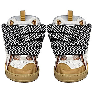 Endoto Fat Shoelaces Replacement Flat Laces for Lanvin Sneaker Shoes(Color:Black&White,Size:68Inch)