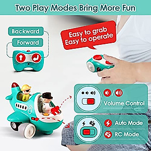 iPlay, iLearn Remote Control Airplane Toys 2 Year Old Boy Gift, Cool RC Plane Toy Toddlers 2 3 4, Baby Music Helicopter W/Light Sound, Fun Birthday Present for Two Years 18 Month Kids Girls Children