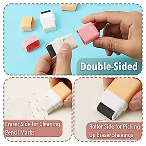 Mr. Pen- Erasers for Kids, 6 Pack, Pastel Colors, Eraser with Cover and Roller, Pencil Eraser Shaving Roller case, Erasers, Kids Erasers, Pencil Eraser, Cute Erasers