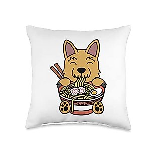 Funny Yorkie Gifts Ramen Noodles Yorkshire Terrier Dog Throw Pillow, 16x16, Multicolor