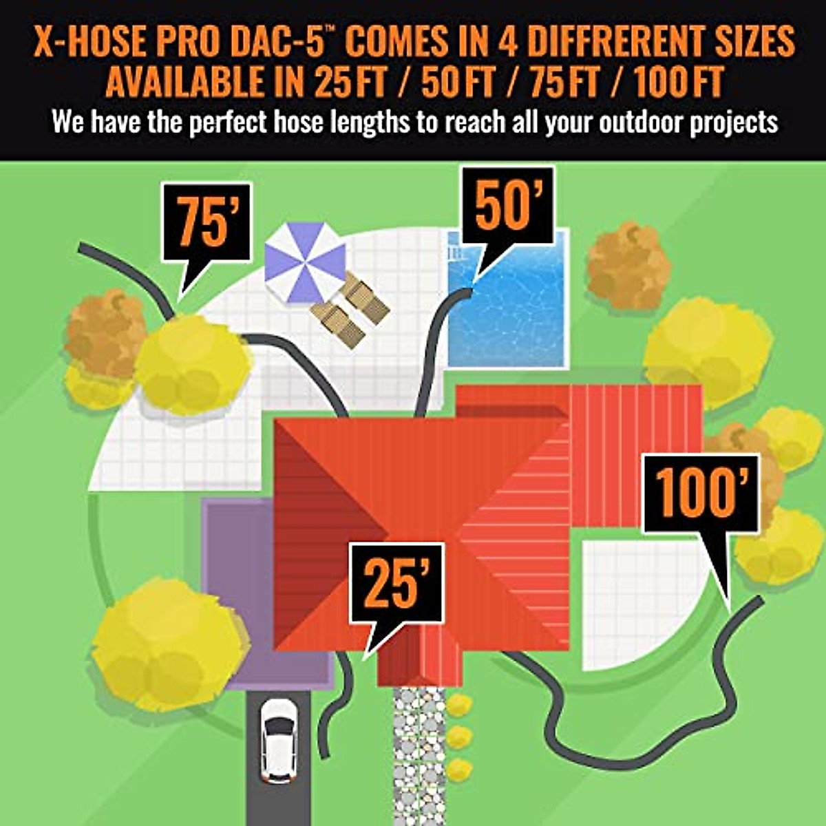 Xhose Pro Garden Hose, 50 Foot Expandable Garden Hoses, Tough & Flexible Water Hose, Lightweight, Solid Brass Fittings, Kink Free, Easy to Use & Store