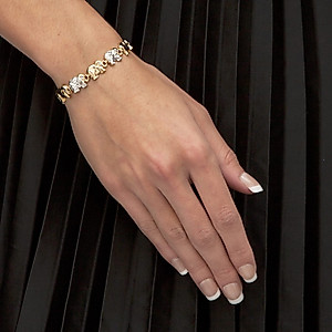 PalmBeach Yellow Gold-plated Genuine Diamond Accent Elephant Parade Bracelet (9.5mm), Box Clasp, 7.25 inches