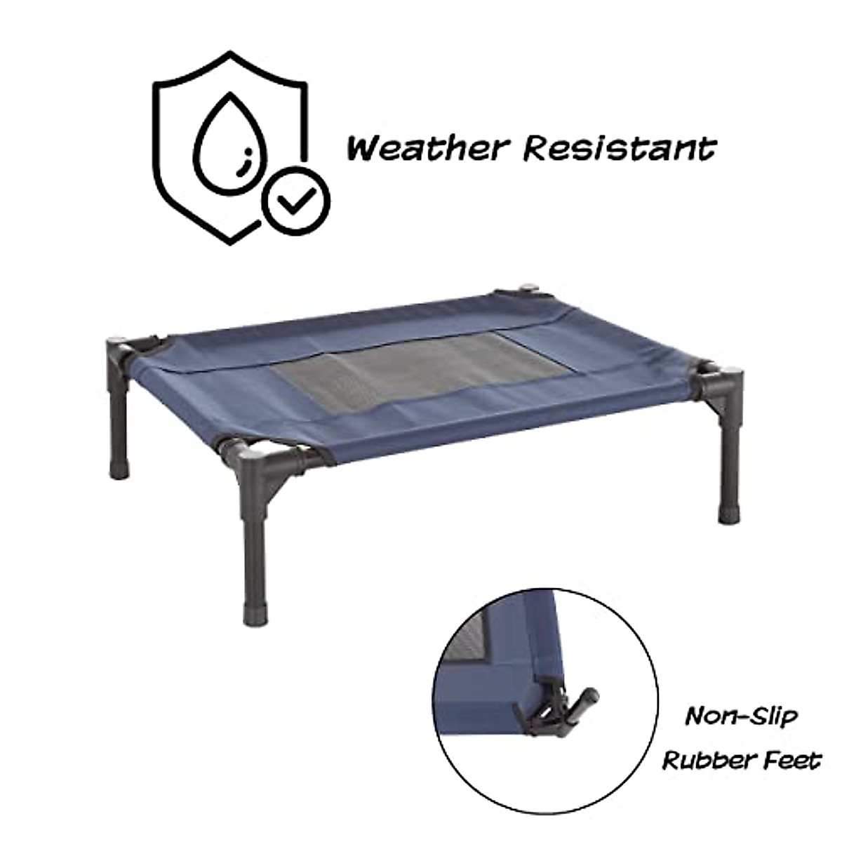 Elevated Dog Bed – 24.5x18.5 Portable Bed for Pets with Non-Slip Feet – Indoor/Outdoor Dog Cot or Puppy Bed for Pets up to 25lbs by Petmaker (Blue)