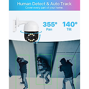 ZOSI 2pack C289 2K WiFi PTZ Security Camera,Person Vehicle Detection,Auto Tracks Human,2 Way Audio,Night Vision,Floodlight Siren,3MP Pan/Tilt Outdoor Indoor Cam,SD Card & Cloud Storage,5X Digital Zoom