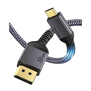 Maxonar USB C to DisplayPort VESA Certified, 8K 60Hz Non-Bidirectional Type C to DP Cable 6.6FT/2M(4K 60Hz 144Hz 120Hz) 32.4Gbps 1.4 HBR3 Alt Mode Video Adapter for iM1 MacBook Pro Mac Mini, XPS 15