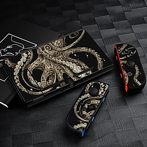 Octopus Sepia Funny Print Skin Cover For Switch Console and Switch Lite Slim Protector Sticker