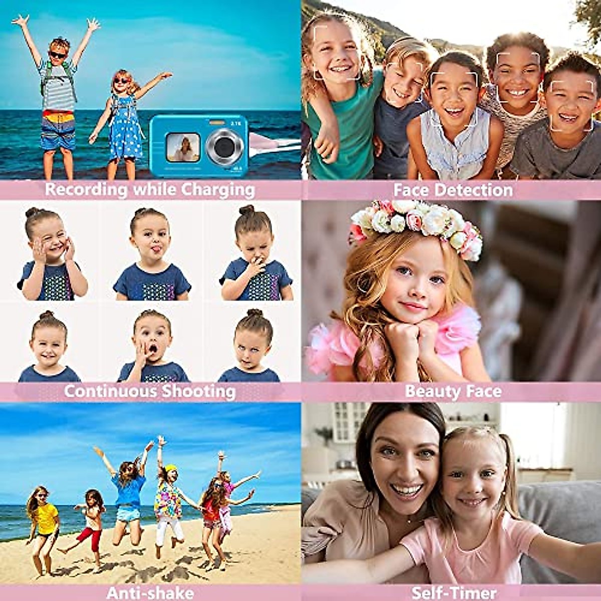 Digital Cameras for Photography Compact Waterproof Action Camera with 2.7K Ultra HD Video, 48MP Frame Grabs, Image Sensor, Live Streaming, Stabilization，Digital Camera Full HD Video Camera (Color : C