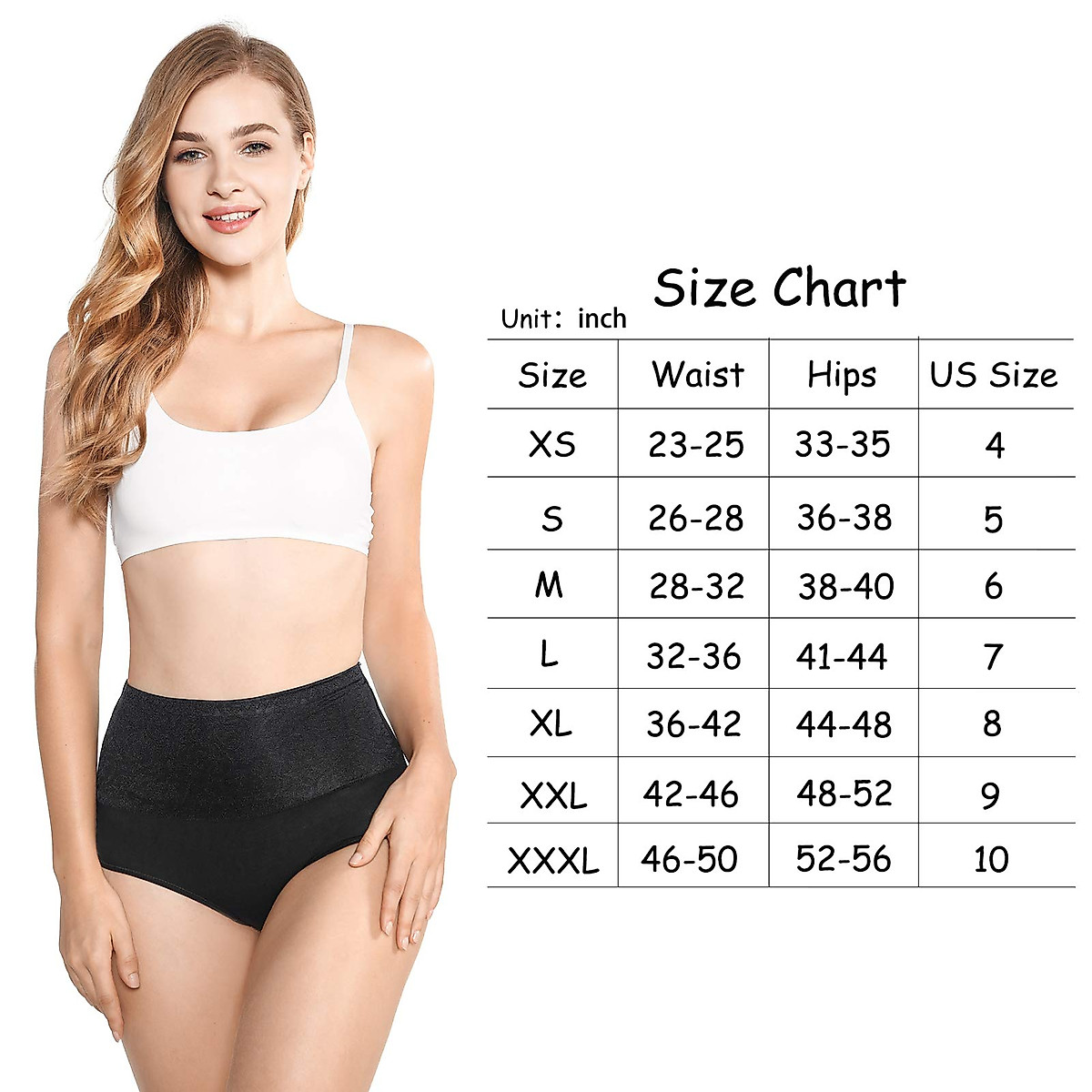 3-Pack High Waist Tummy Control Panties for Women, Cotton Underwear No Muffin Top Shapewear Brief Panties (3-Pack, Medium)