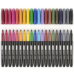 ARTEZA Colored Permanent Markers, Set of 40, Fine & Brush Tip Paint Pens