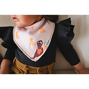 Afrigora Brown Baby Bandana Bibs For Girls 5-Pack 100% Organic Cotton Drooling Teething Newborn 0-6 months Infant 6-18 months Toddler 18-36 month