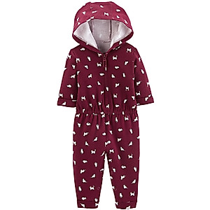 Carter's Baby Girls' One Piece Fleece Jumpsuit Cats, Newborn