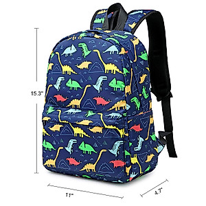 CAMTOP Backpack for Kids, Boys Preschool Backpack with Lunch Box Toddler Kindergarten School Bookbag Set (Y025-2 Dino-Navy Blue)